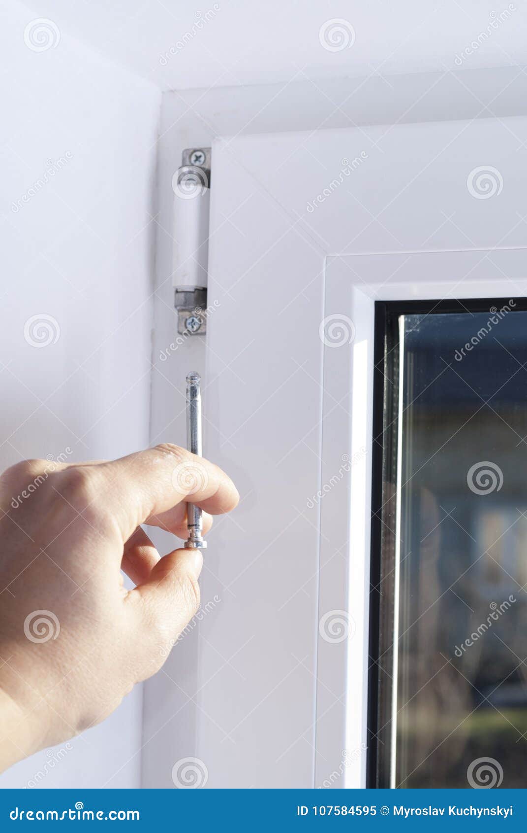 Repair of plastic windows stock image. Image of bolt - 107584595