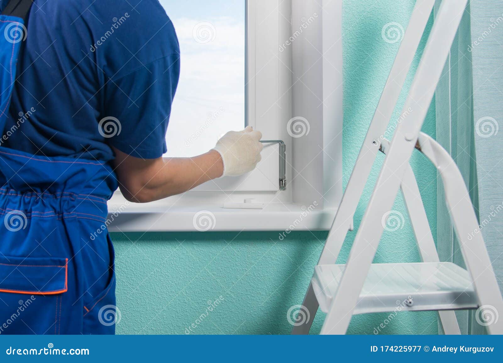 The Masterâ€™s Hands in White Gloves Adjust the Installed Plastic ...