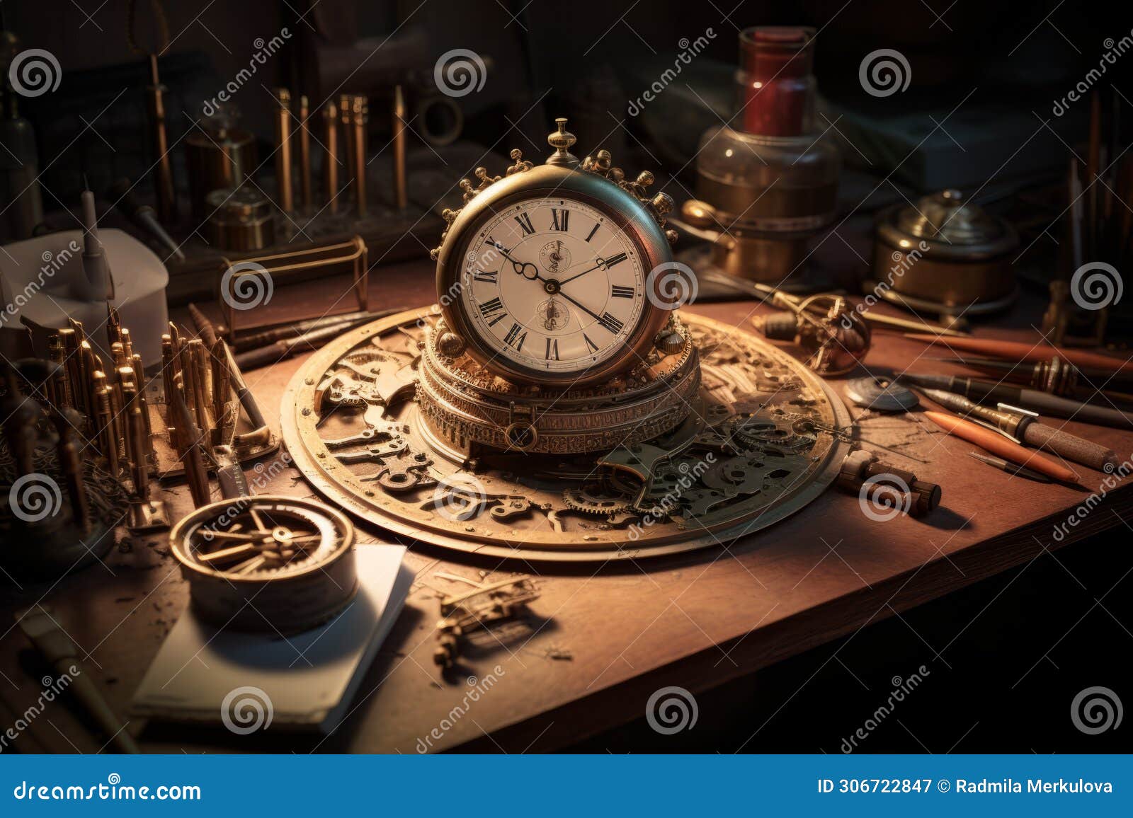 Master S Table with Tools and Clockwork Details, Clock Mechanisms ...