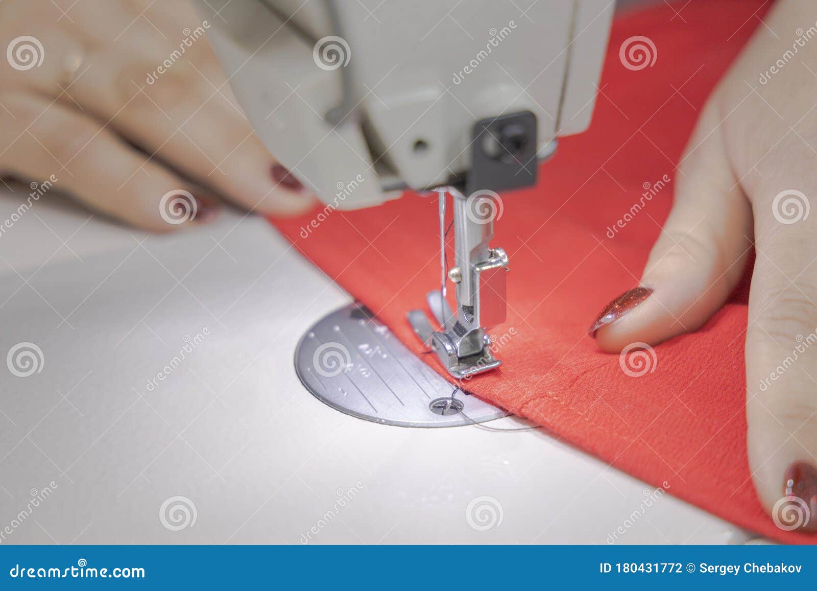 The Master Sews on a Sewing Machine Stock Photo - Image of hands ...