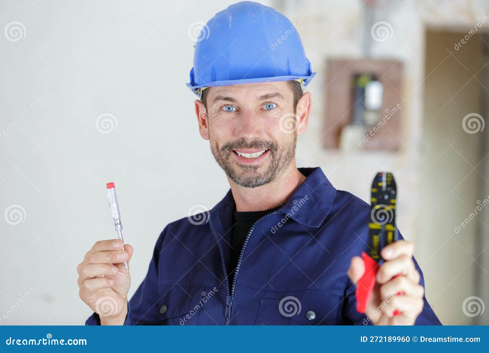 Master Shows Tools and Workplace in Workshop Stock Photo - Image of ...