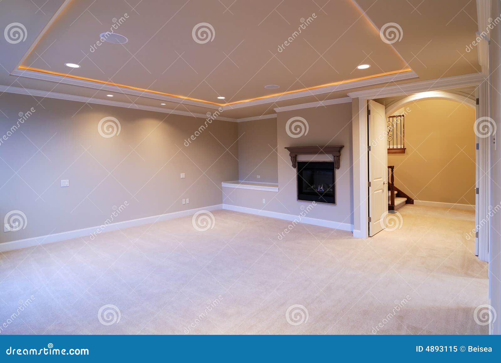 Master Suite with Fire Place Stock Image - Image of moulding ...