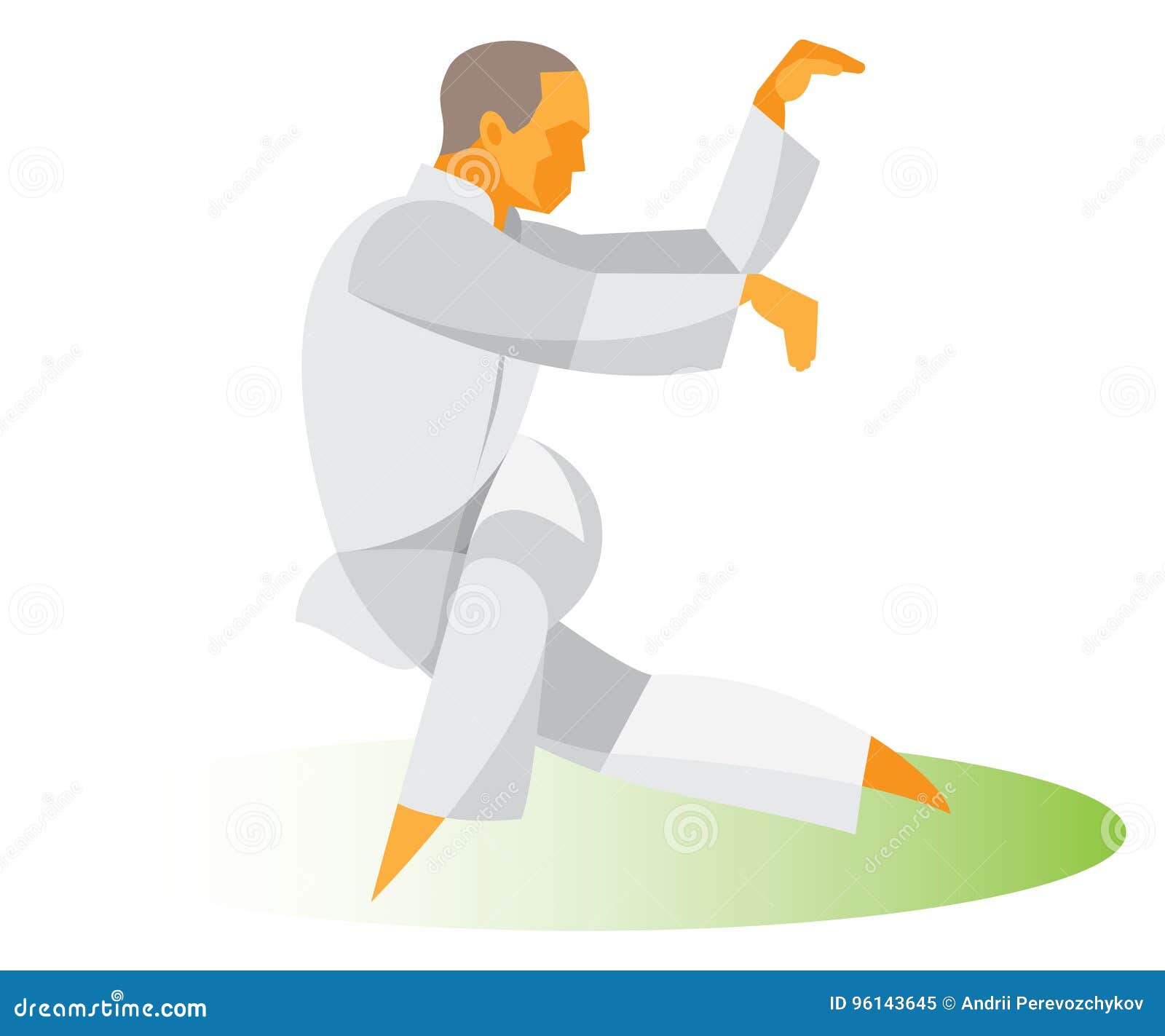 Master Tai Chi Demonstrates His Level of Preparation Stock Vector ...