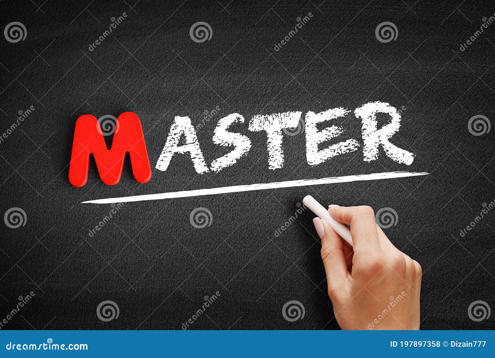Master text on blackboard stock photo. Image of career - 197897358