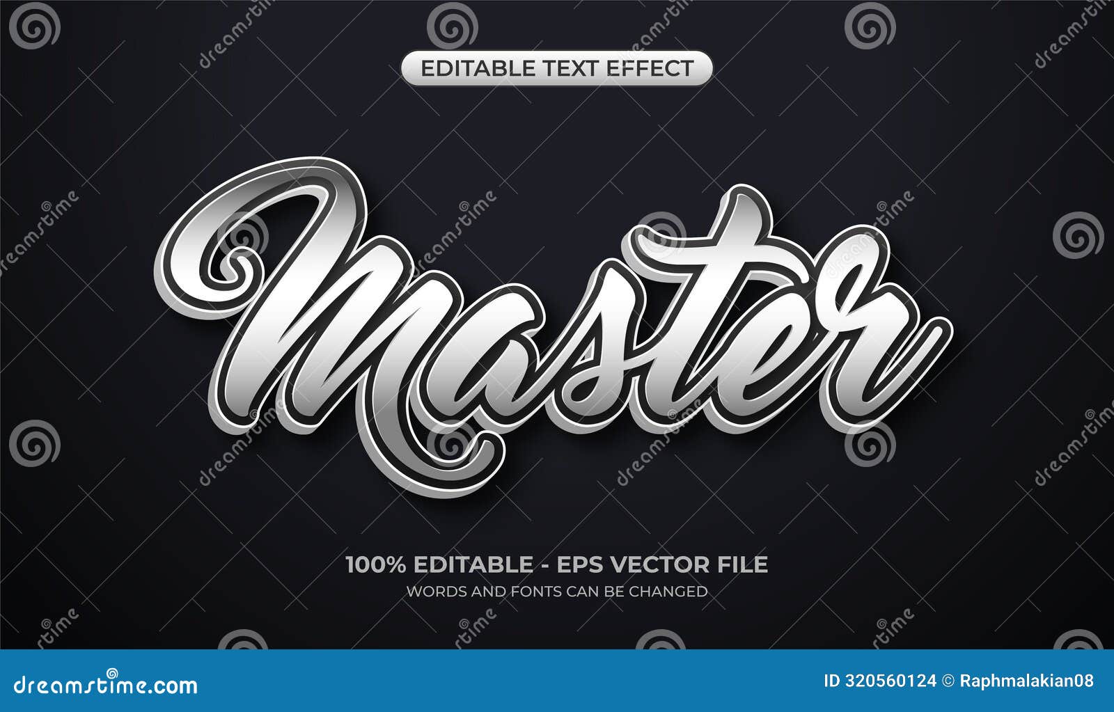 Master Text Effect. Editable 3D White Text Effect Stock Vector ...