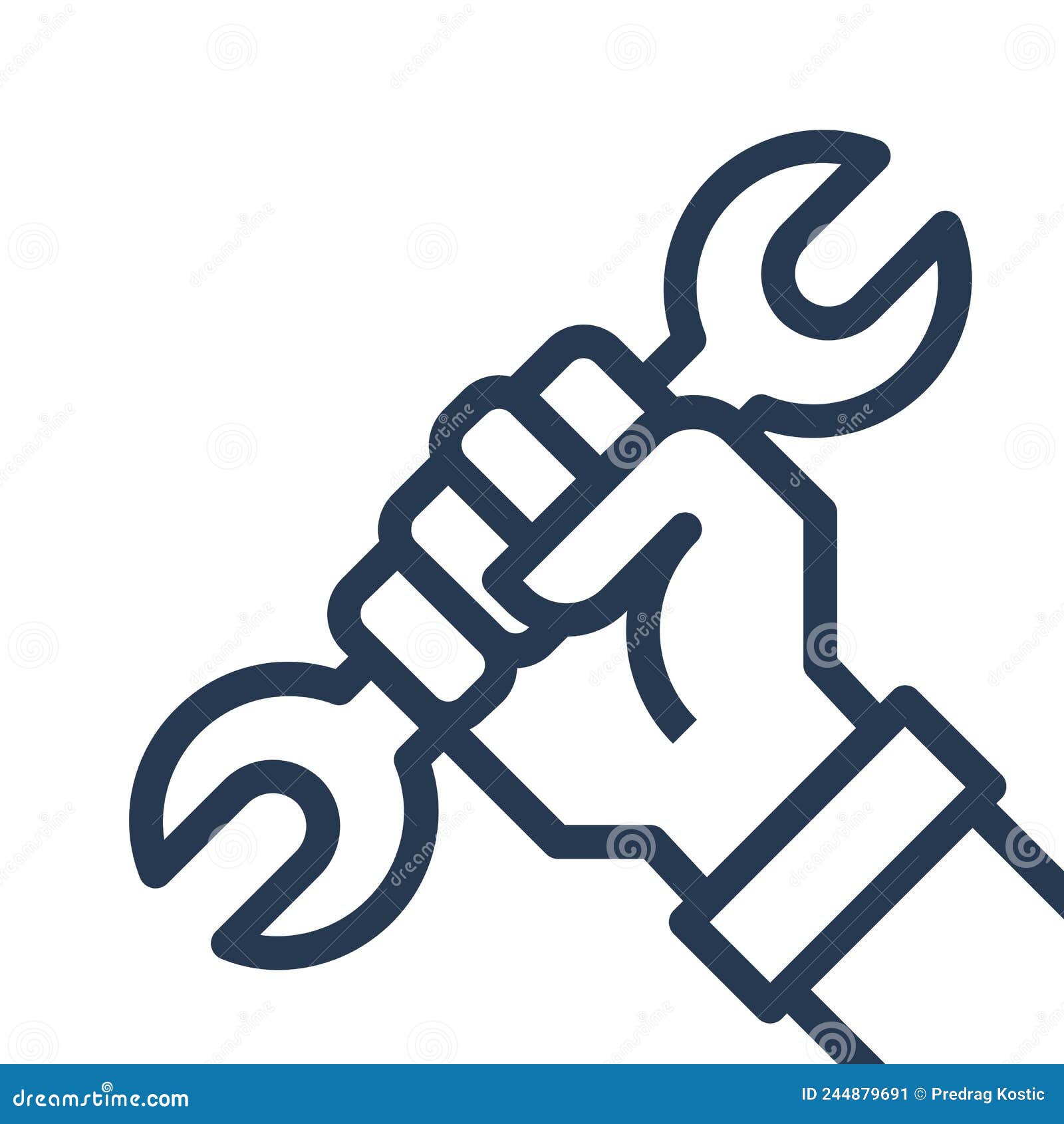 Master, tool in hand icon stock illustration. Illustration of dark ...