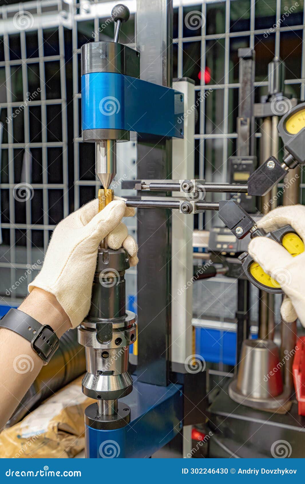 The Master Worker Checks the CNC Cutting Tool for Runout at the Centers ...