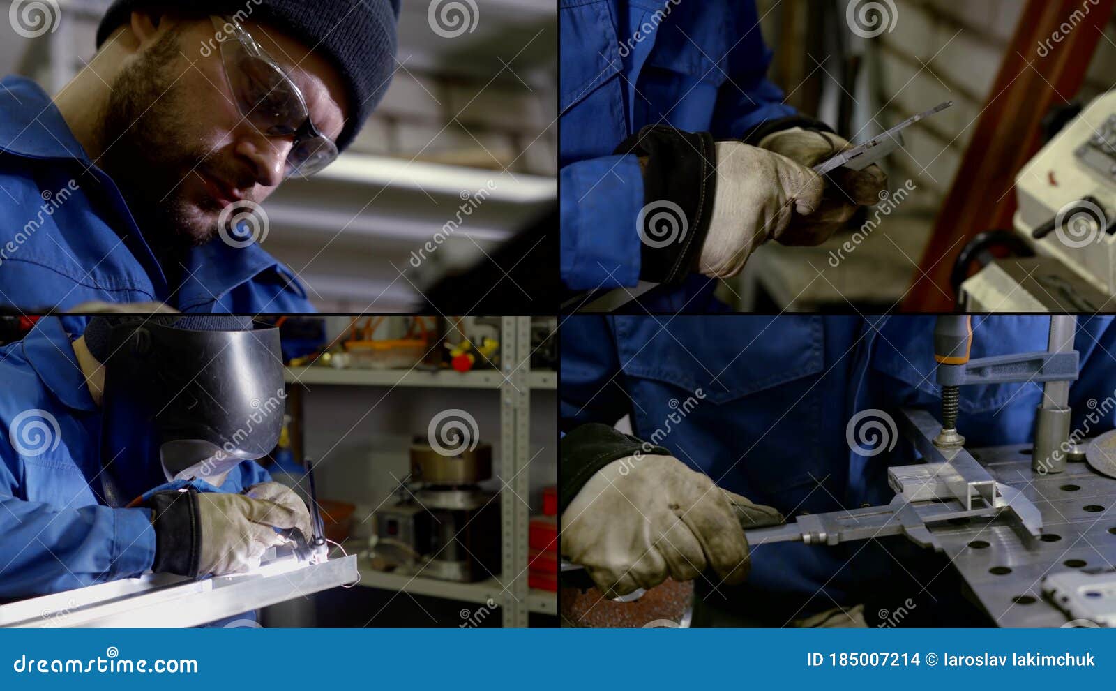 Master is Working in Workshop of Industrial Plant, Welding and Cutting ...