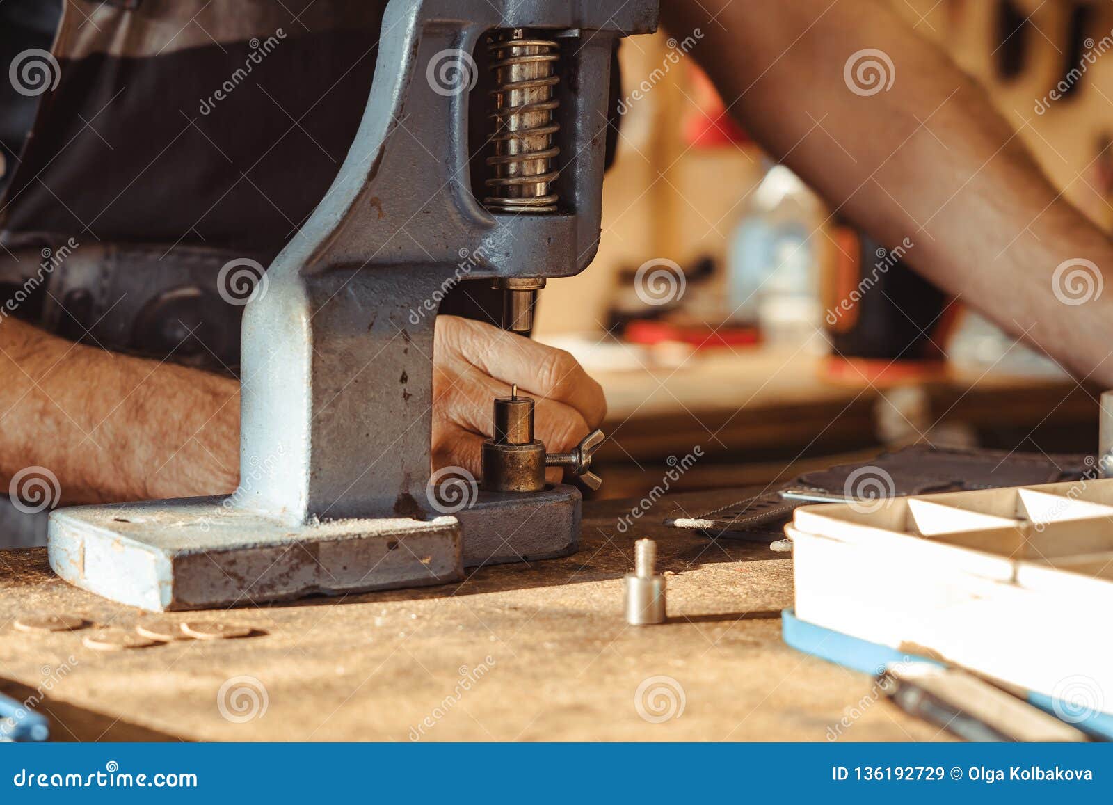 The Master Works with the Vice Stock Image - Image of craft, shirt ...