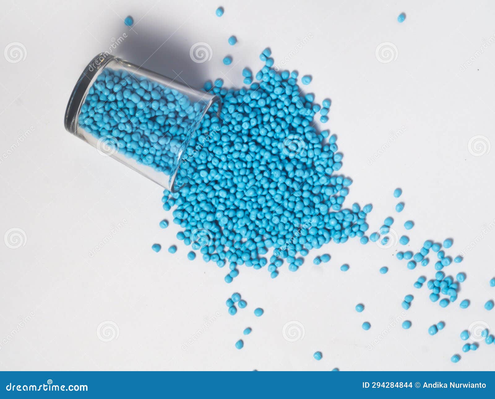 Masterbatch Granules Light Blue on a White Background, this Polymer is ...