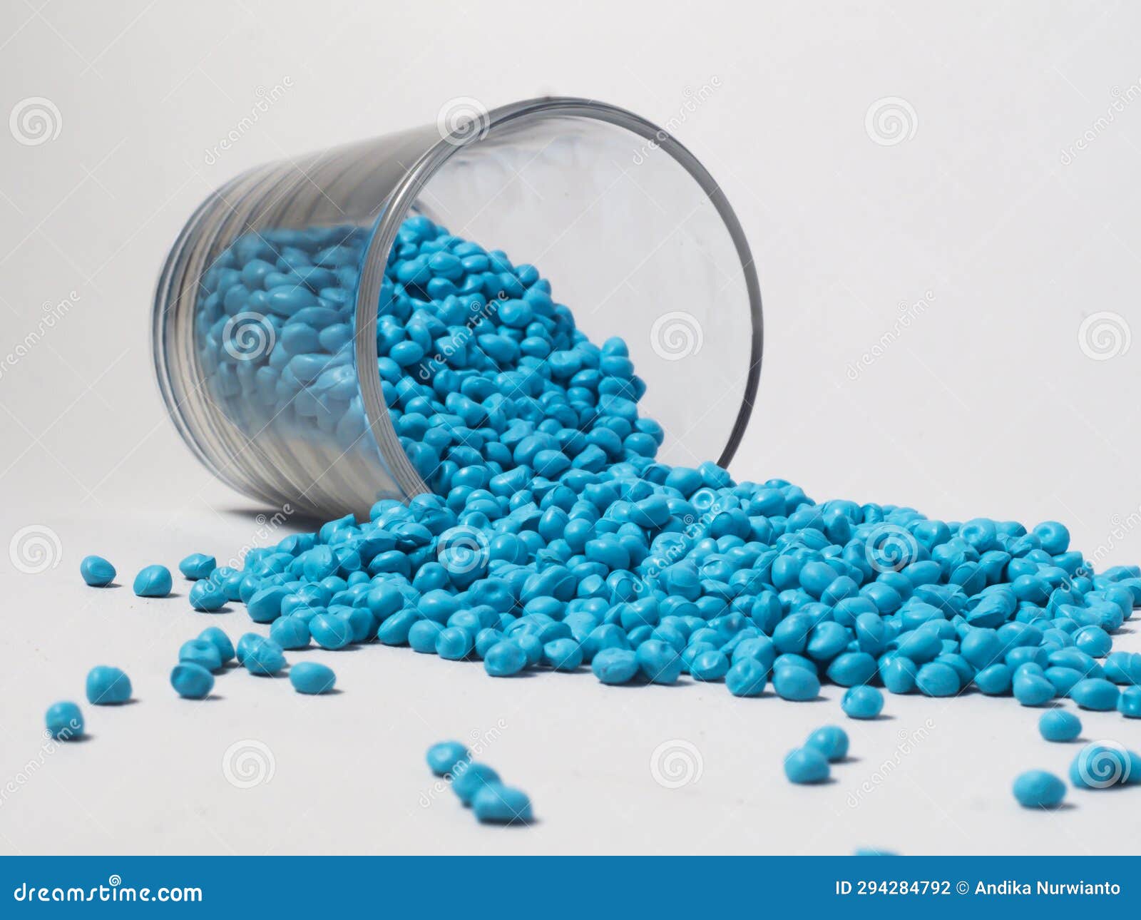 Masterbatch Granules Light Blue on a White Background, this Polymer is ...