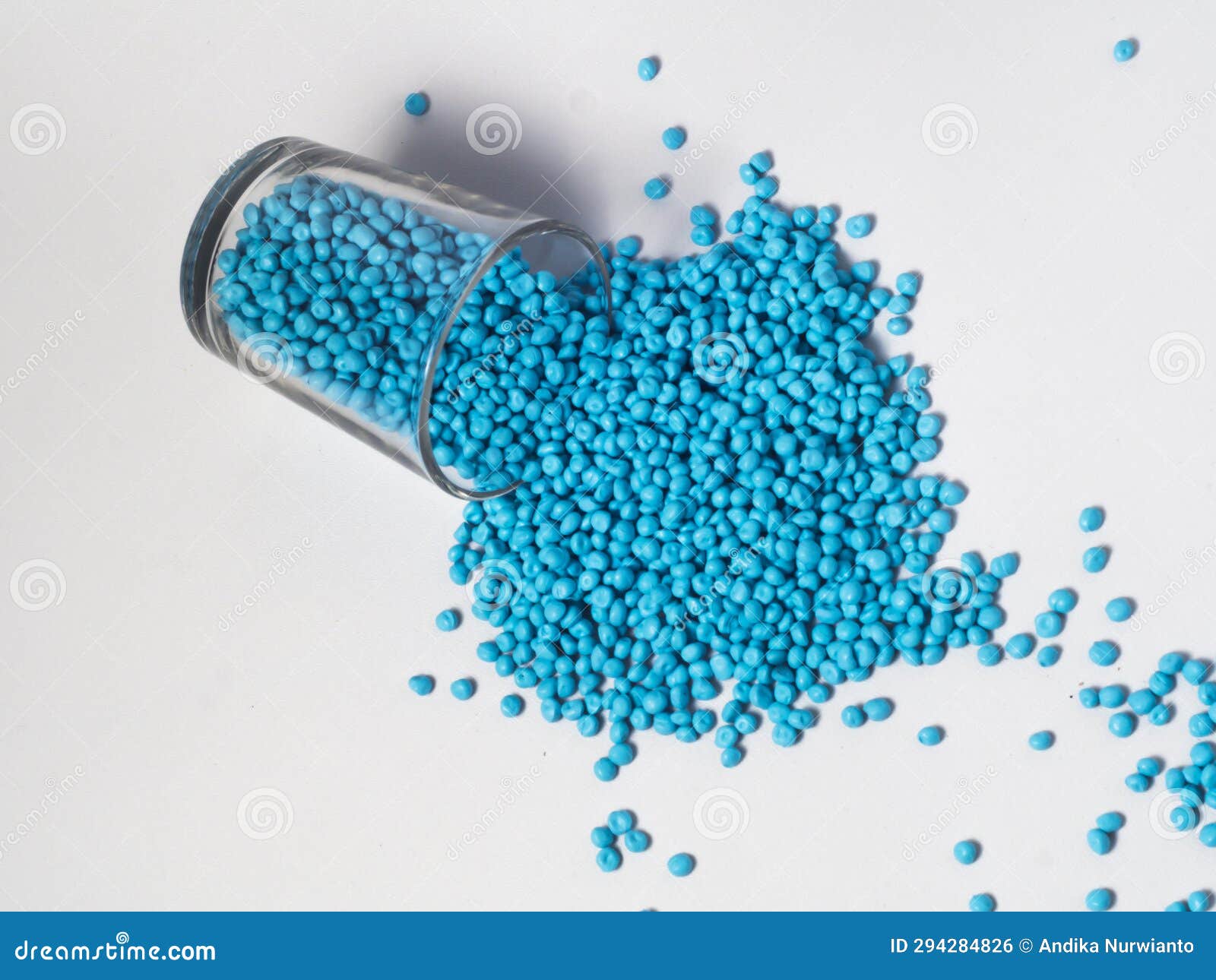 Masterbatch Granules Light Blue on a White Background, this Polymer is ...