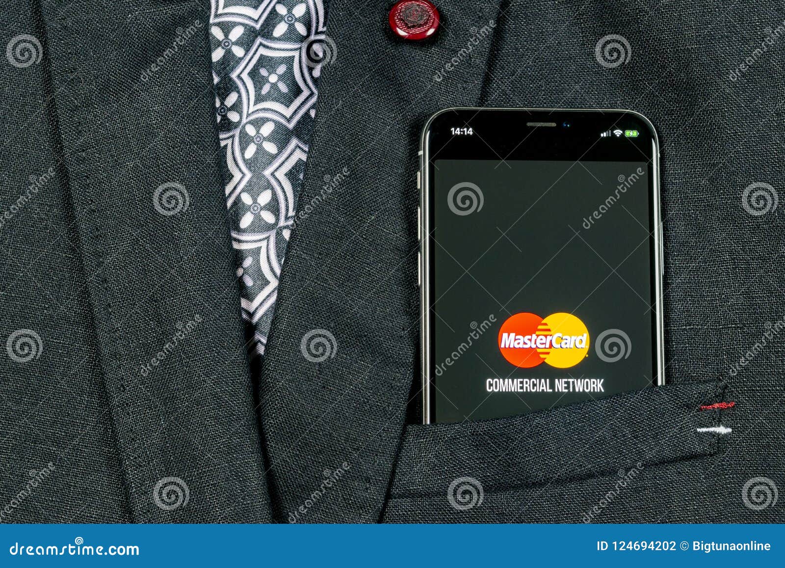MasterCard Application Icon on Apple IPhone X Screen Close-up in Jacket ...