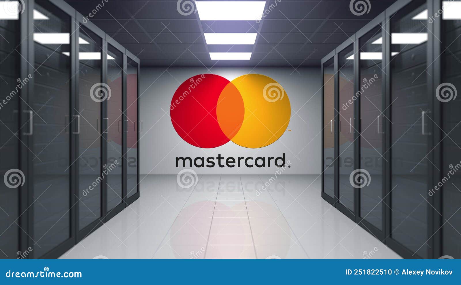 MasterCard Logo on the Wall of the Server Room. Editorial 3D Rendering ...