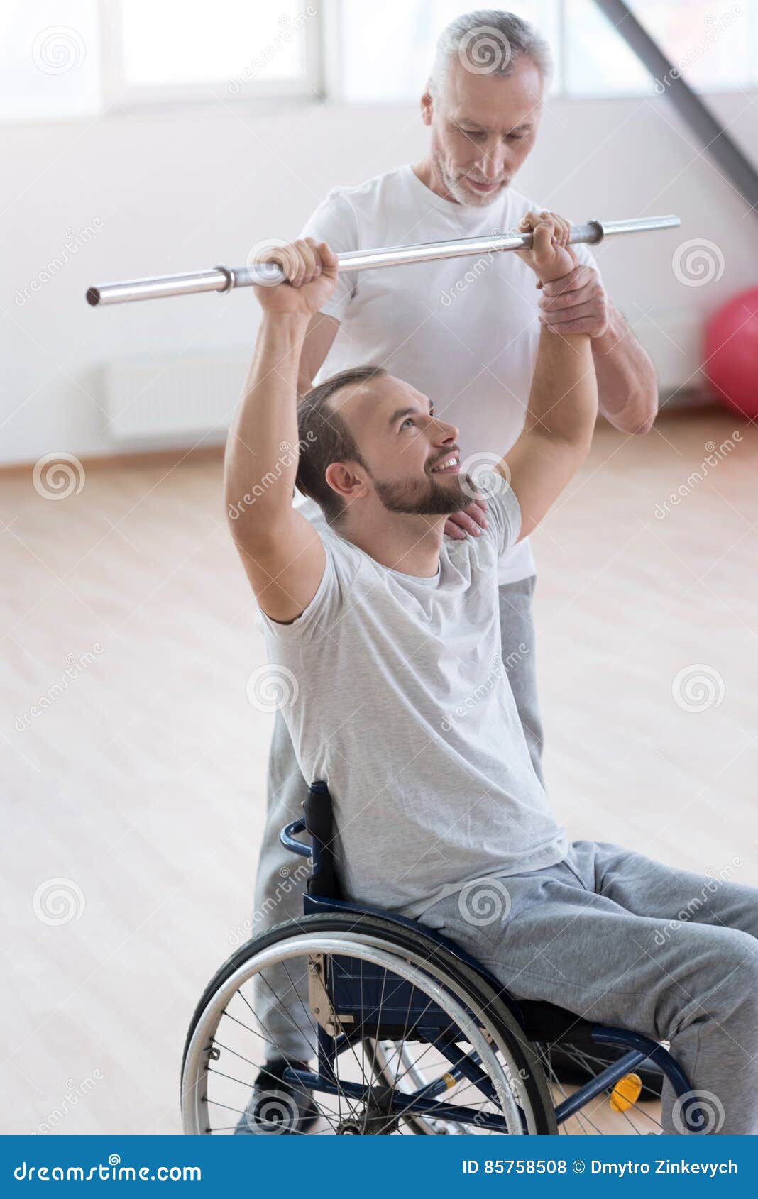 Masterful Aged General Practitioner Training the Disabled in the Gym ...