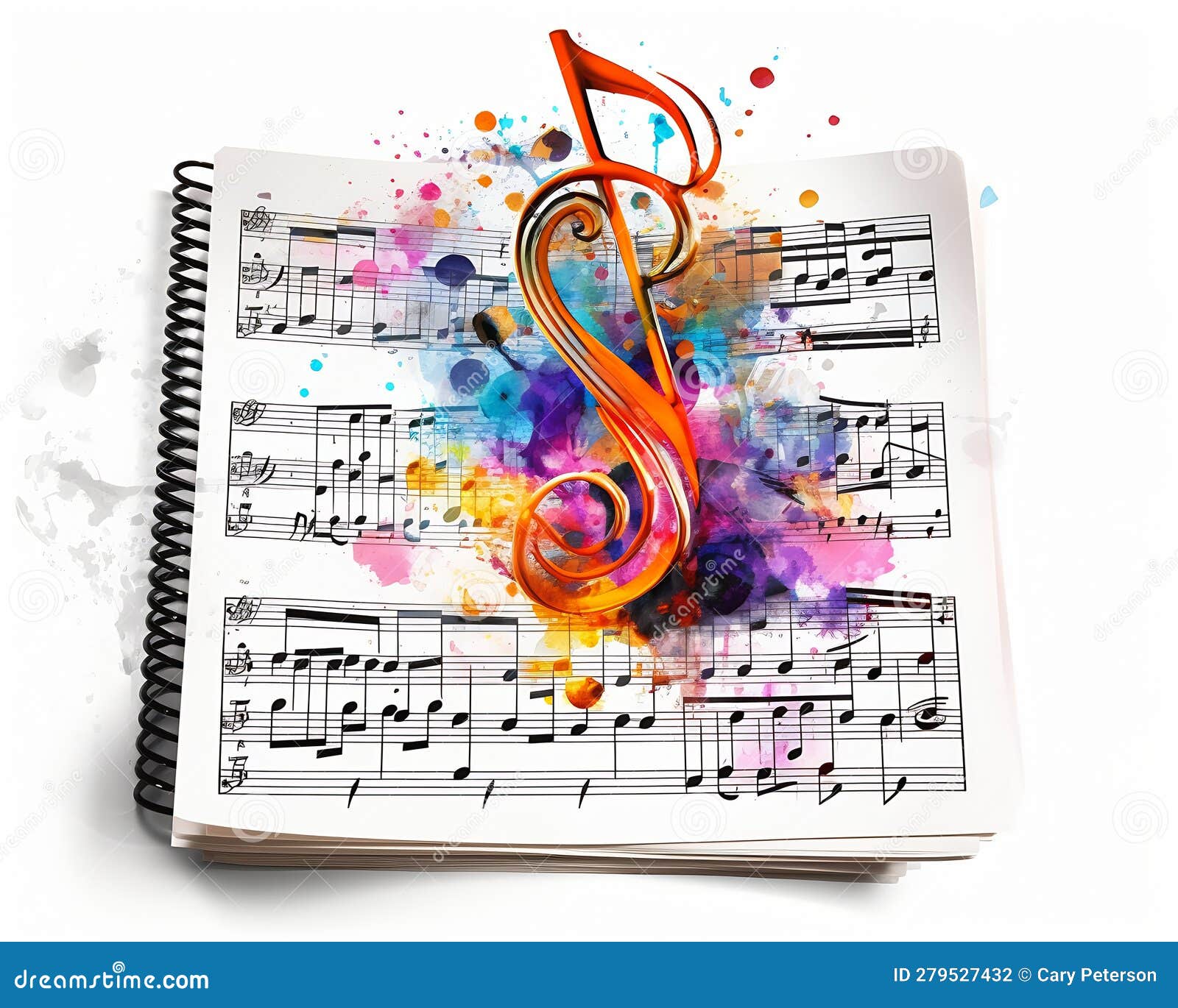 The Masterful Composition of Closeup Note Book Music Notes Trebl Stock ...