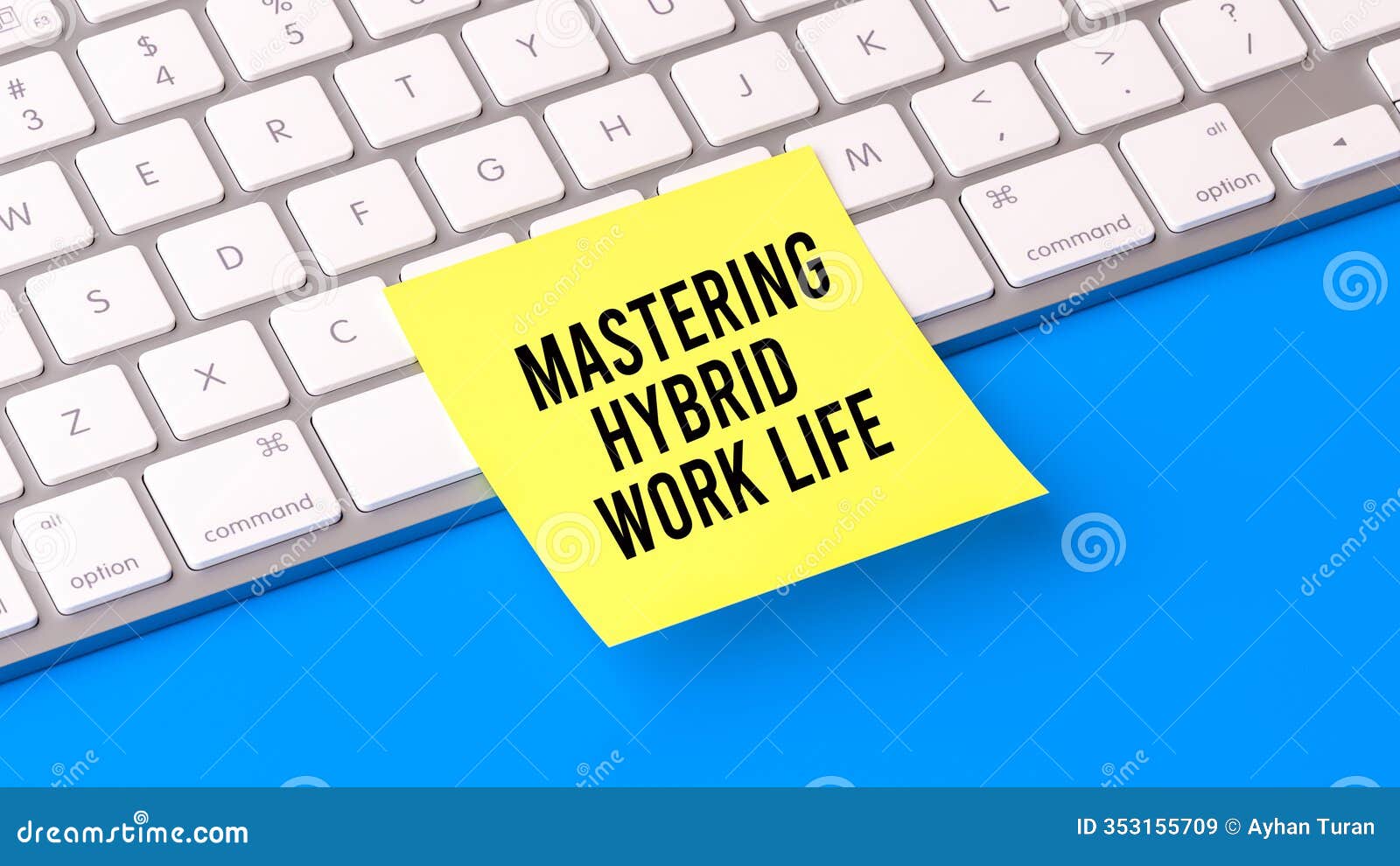 Mastering Hybrid Work Life Text on Sticky Note, Computer Keyboard ...