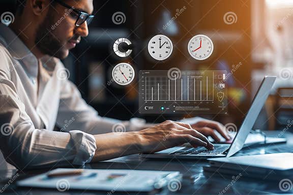 Mastering Time Management, Businessman Efficiently Plans His Workday ...