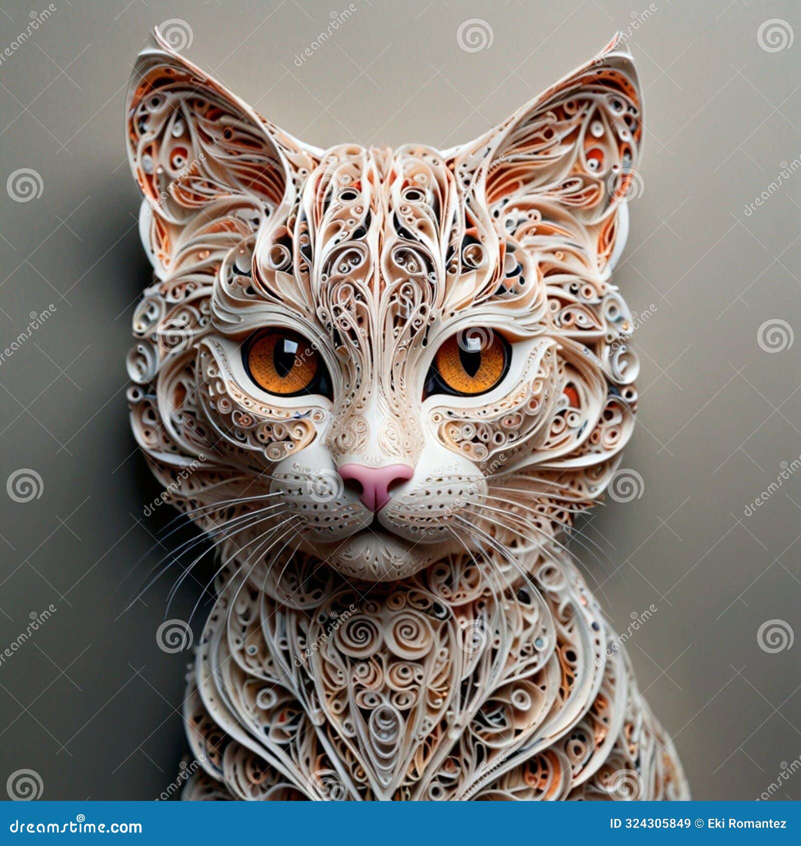 Masterpiece of Cat Art Made from Paper Quilling Stock Illustration ...