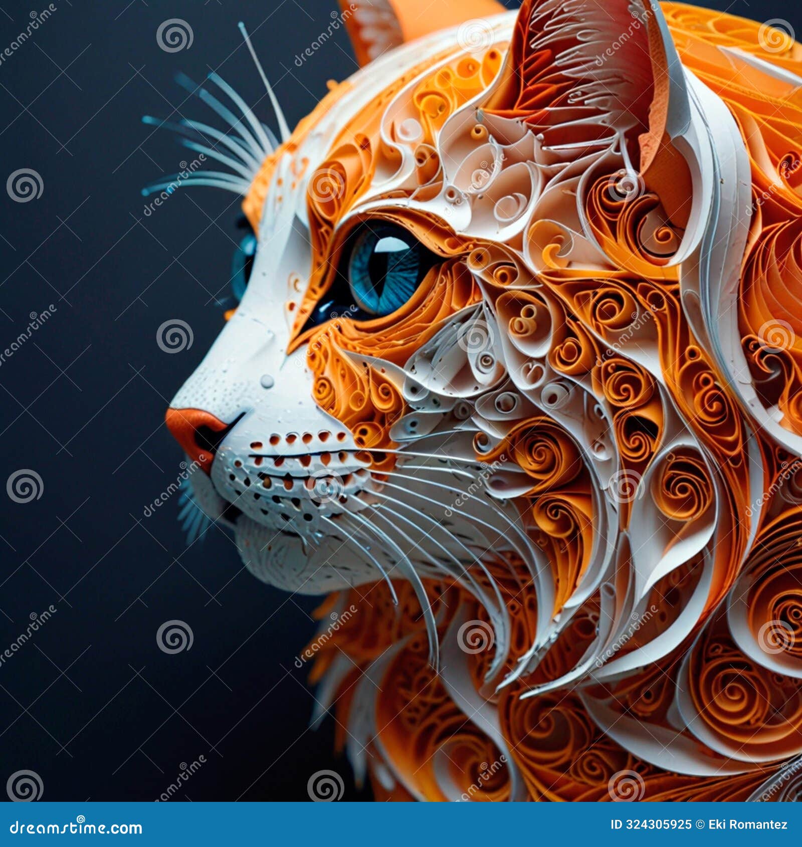 Masterpiece of Cat Art Made from Paper Quilling Stock Illustration ...