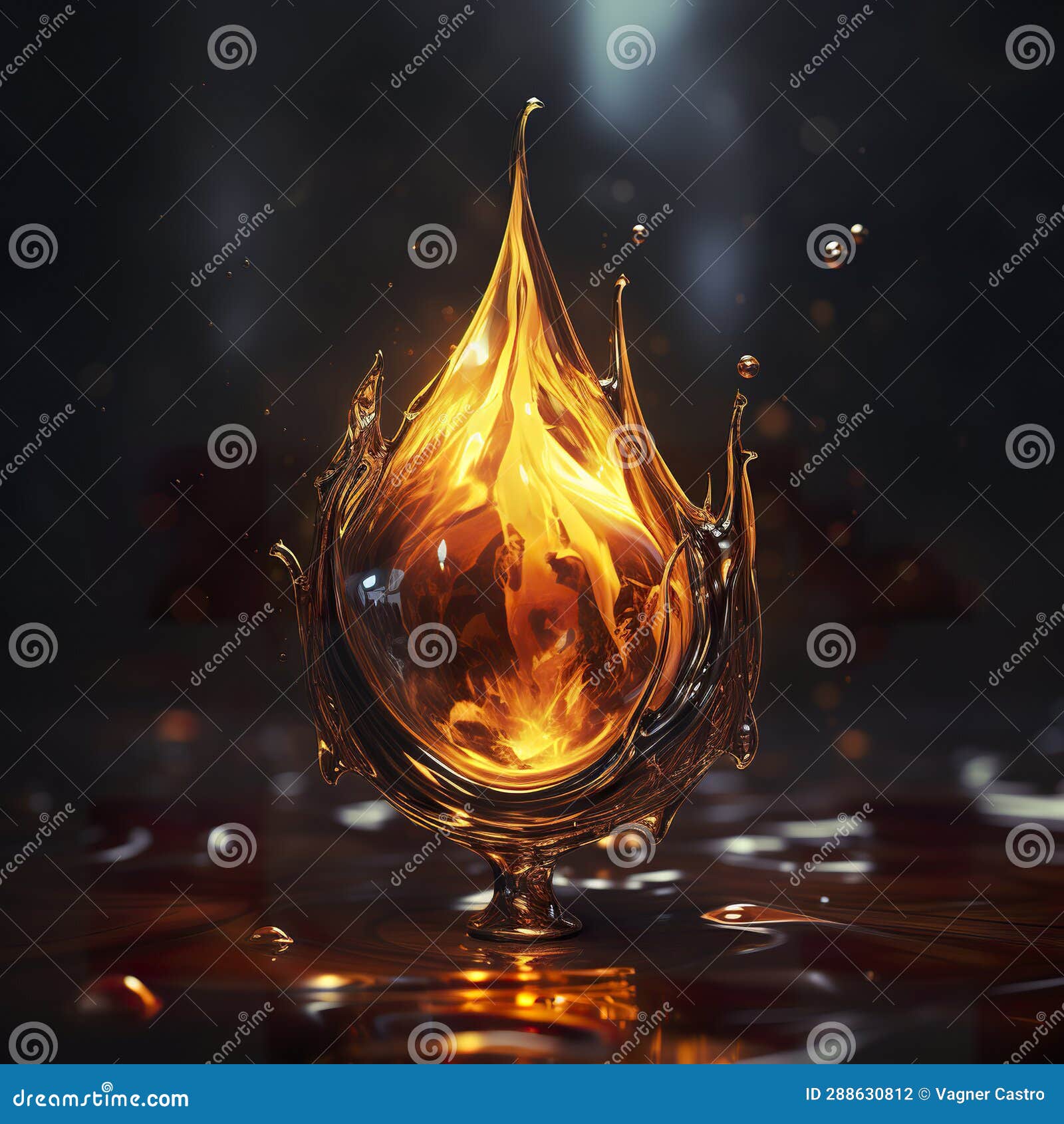 Masterpiece of Fire Drop Falling on Flammable Product on the Ground ...