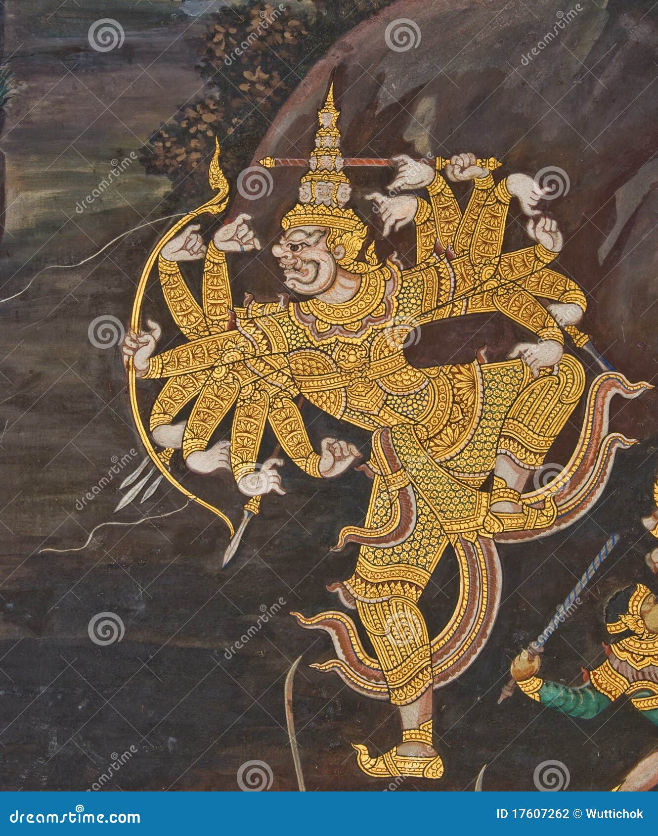 Masterpiece of Traditional Thai Style Painting Art Stock Photo - Image ...