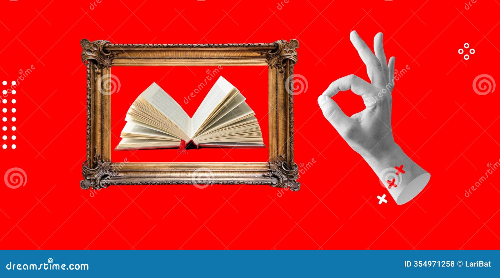 Masterpieces of Literature. an Open Book in a Frame and a Hand ...