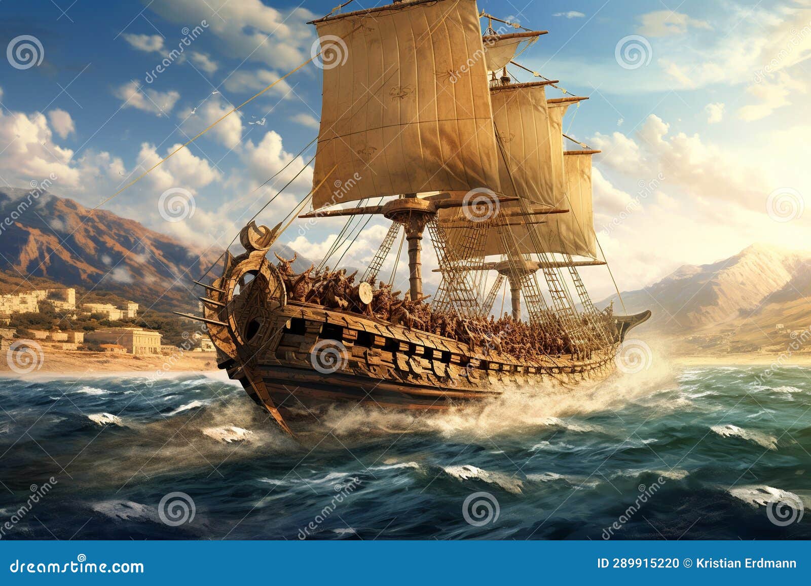 Masters of the Aegean: Athenian Trireme S Dominance Stock Illustration ...