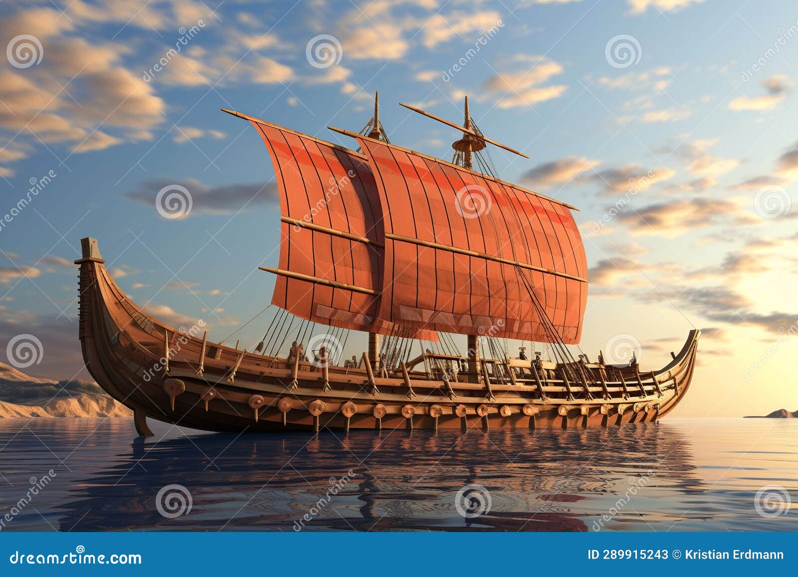 An Athenian Trireme, Vintage Illustration | CartoonDealer.com #163242570