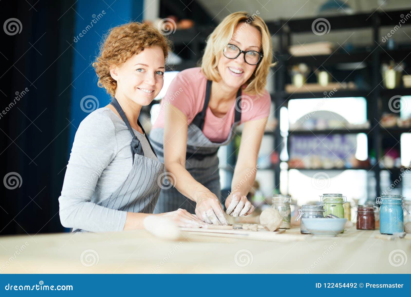 Masters of clay craft stock photo. Image of indoor, happy - 122454492