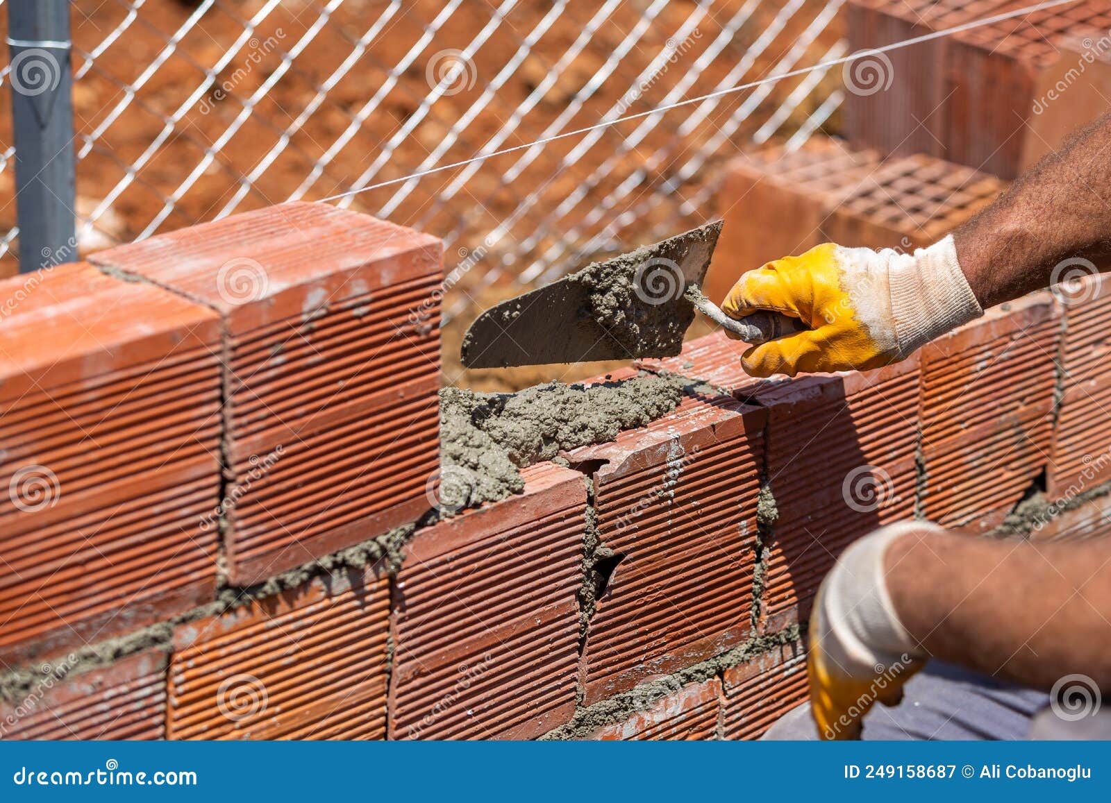 Masters Who Make Concrete Mortar and Masonry in Construction Stock ...