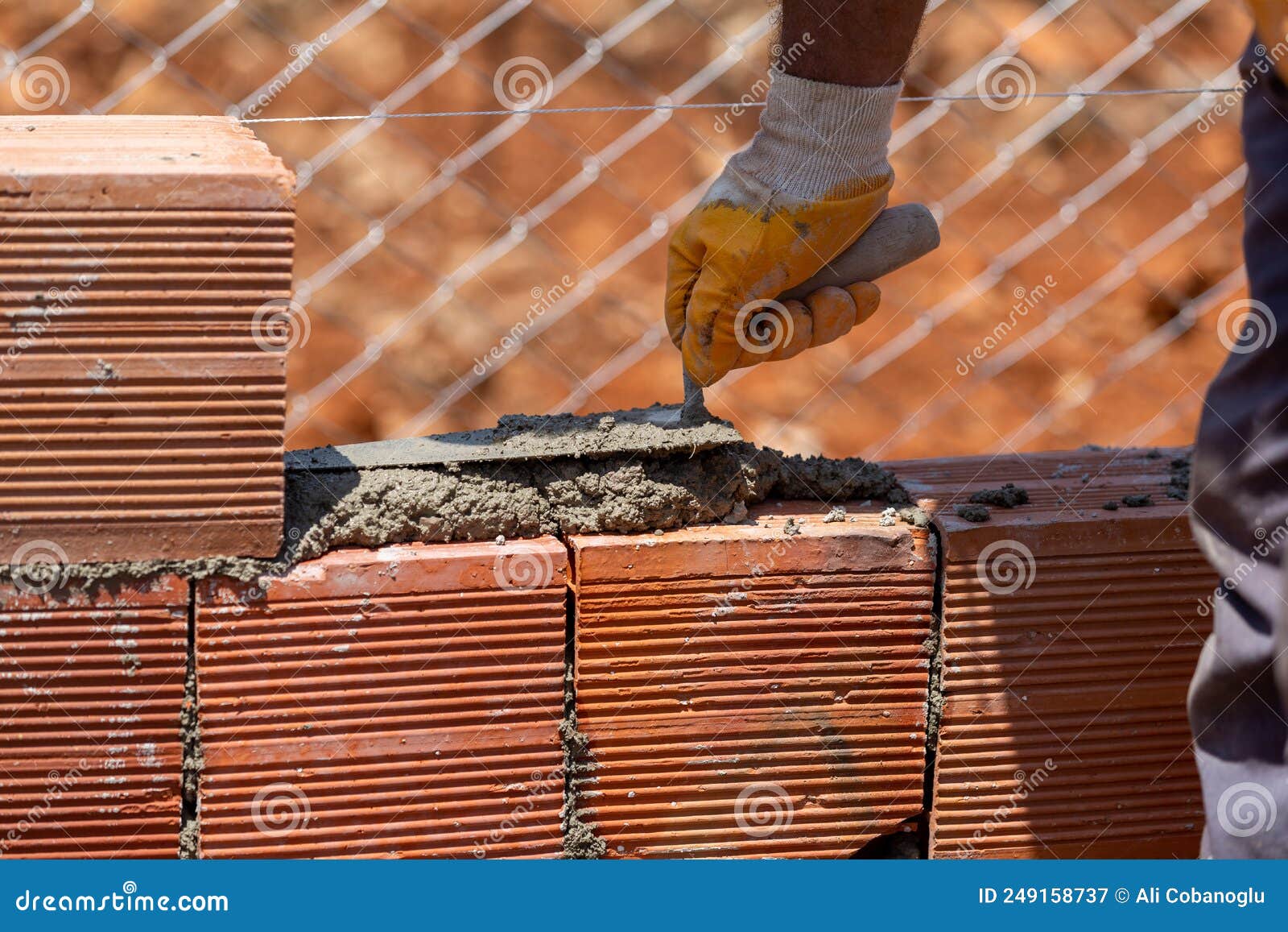 Masters Who Make Concrete Mortar and Masonry in Construction Stock ...