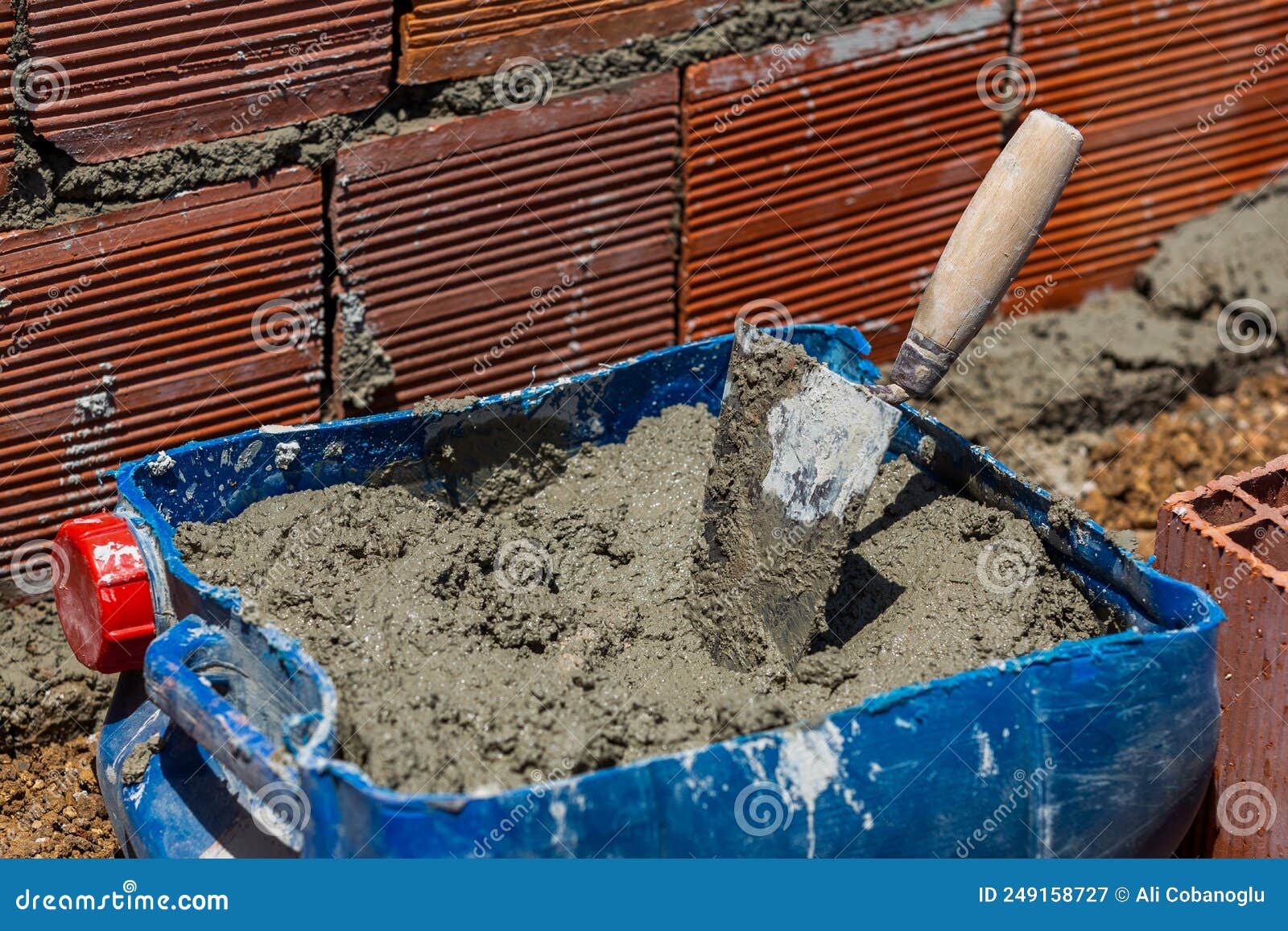 Masters Who Make Concrete Mortar and Masonry in Construction Stock ...