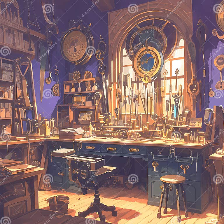 Mastery in Craft - a Medieval Locksmith S Workshop Stock Illustration ...