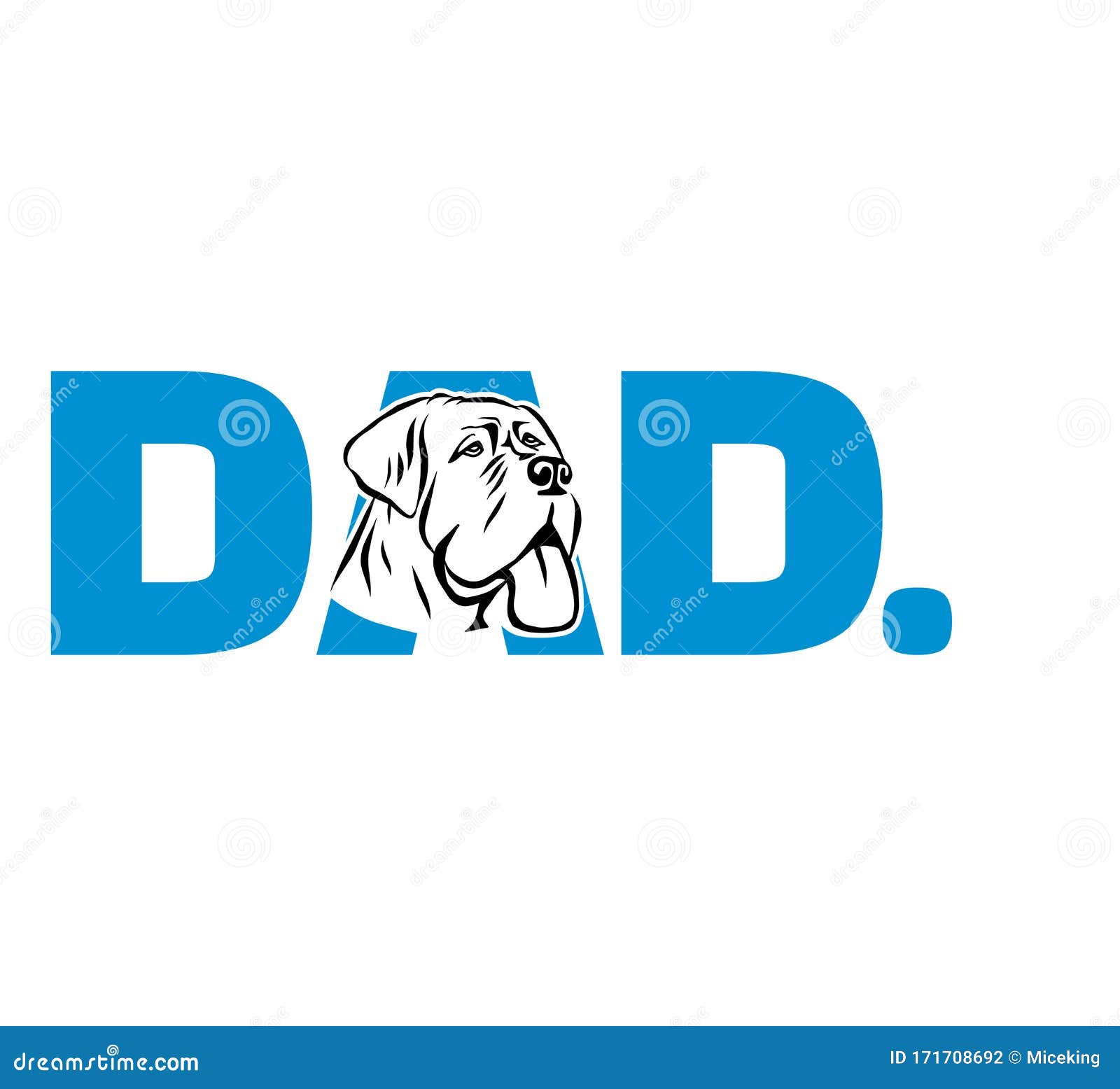 Mastiff dad in blue stock vector. Illustration of family - 171708692