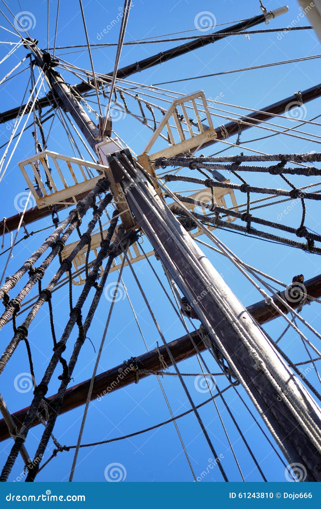 Masting Of Big Wooden Sailing Ship, Detailed Rigging Stock Photography ...