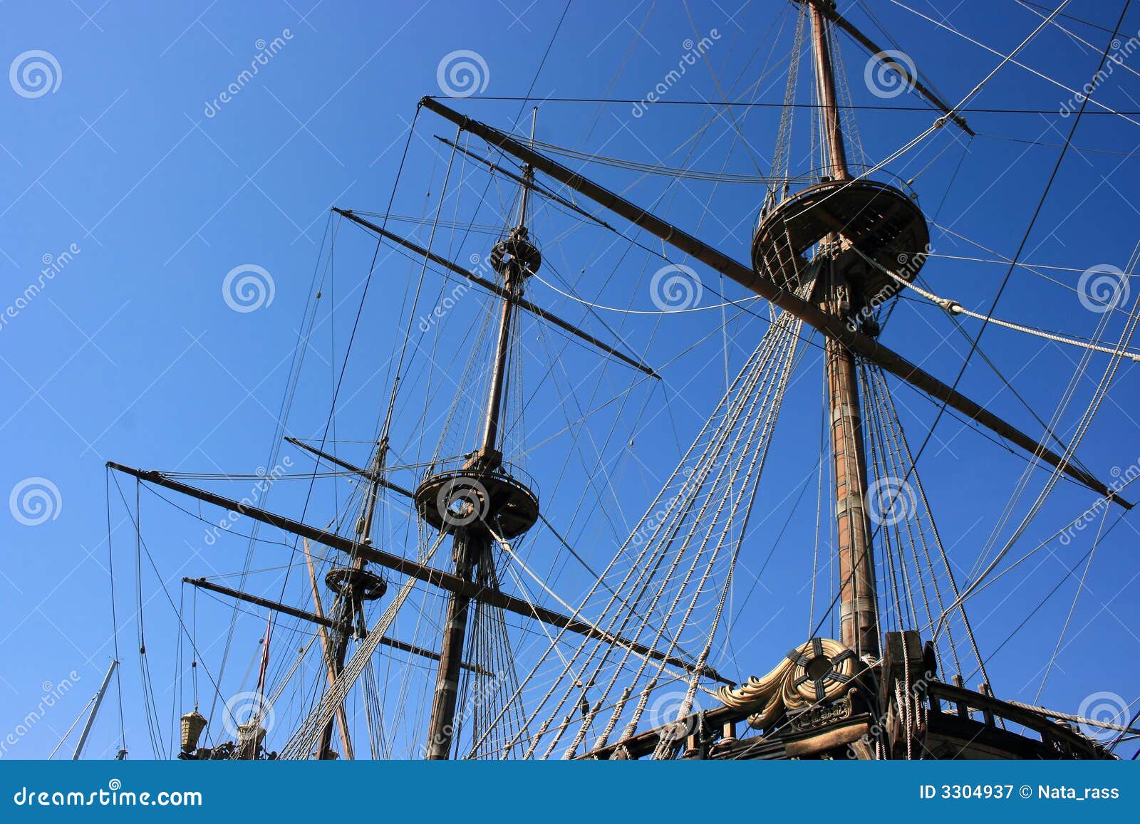 Masts of Ancient Battleship Stock Image - Image of vessel, warship: 3304937