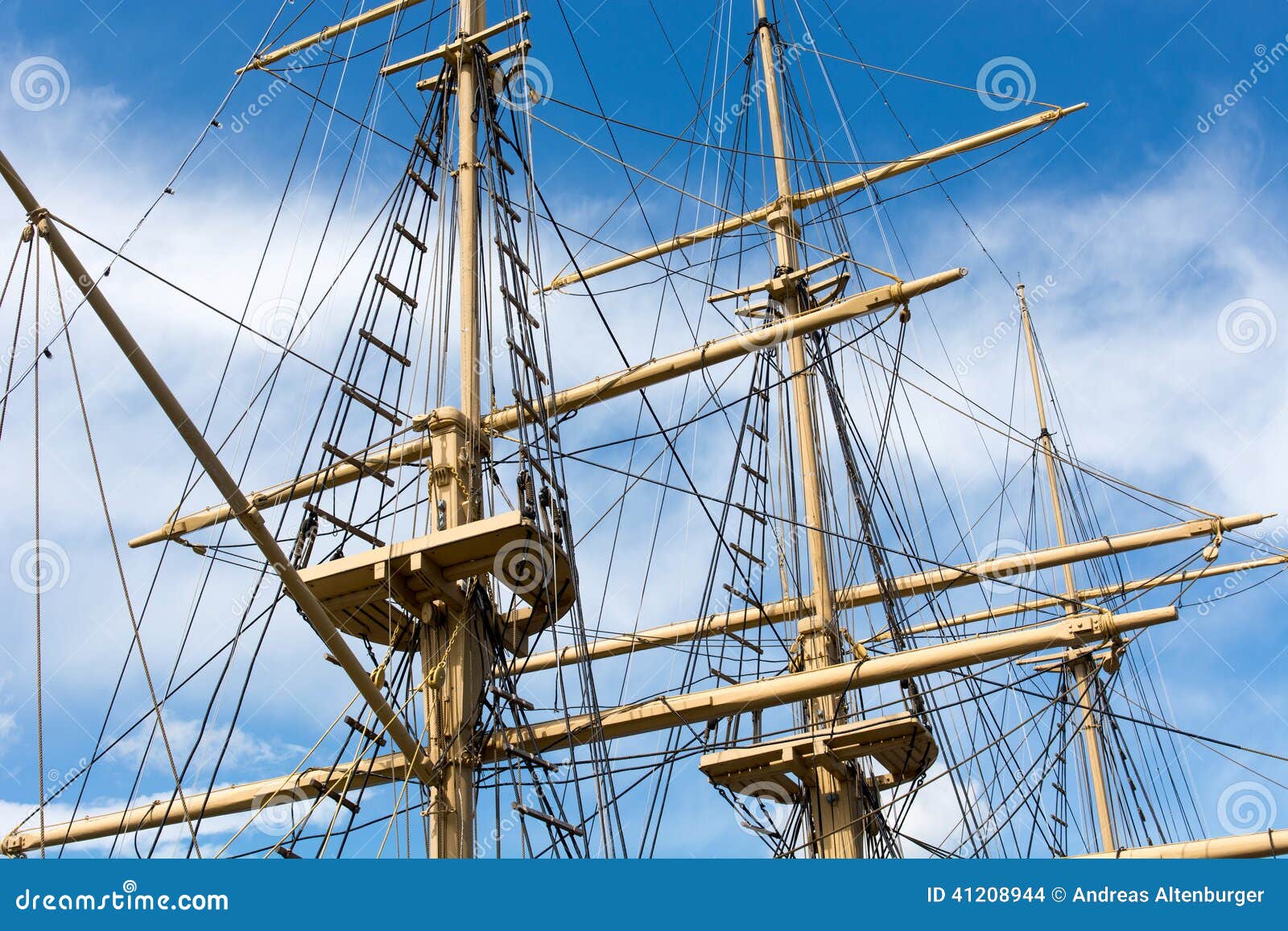 Masts of a Big Old Sailing Ship Stock Photo - Image of retro, ship ...
