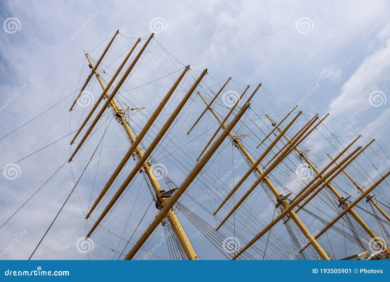 Masts Boat Rigging of Sailing Ship Against the Blue Sky Stock Image ...