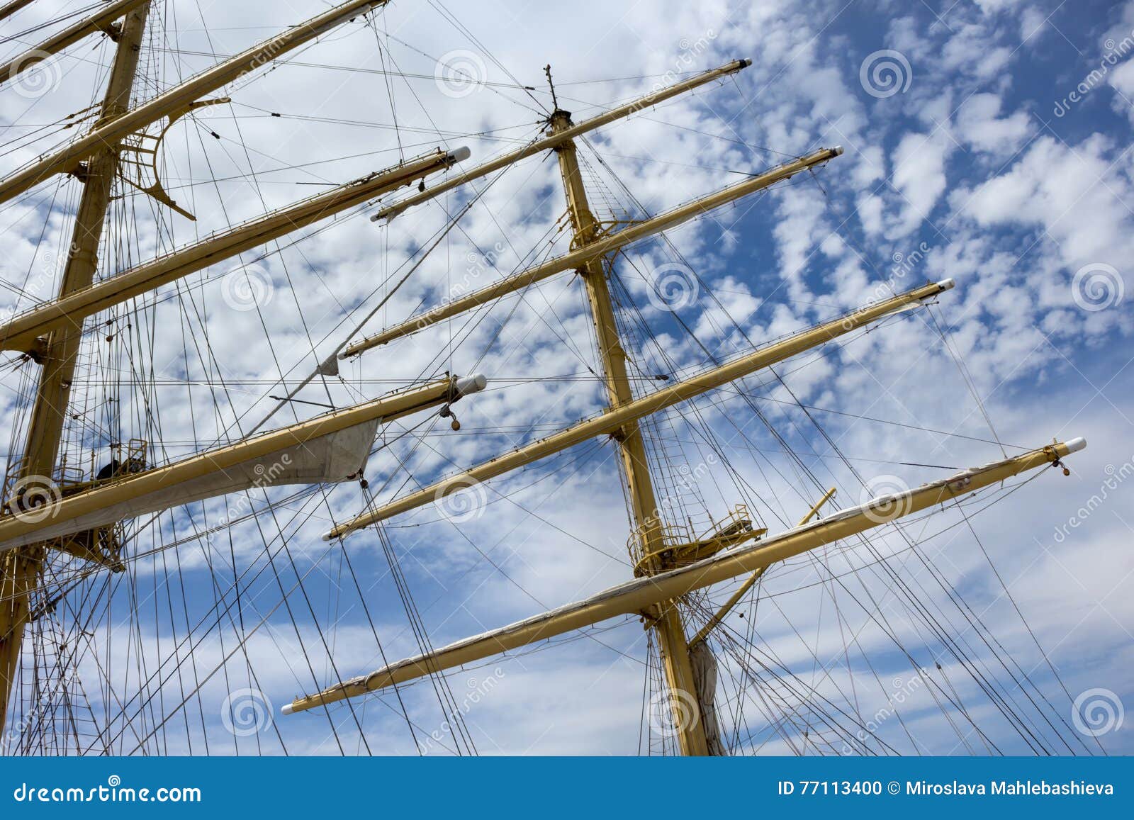 Masts and Rigging of a Sailing Ship Stock Photo - Image of harbor ...