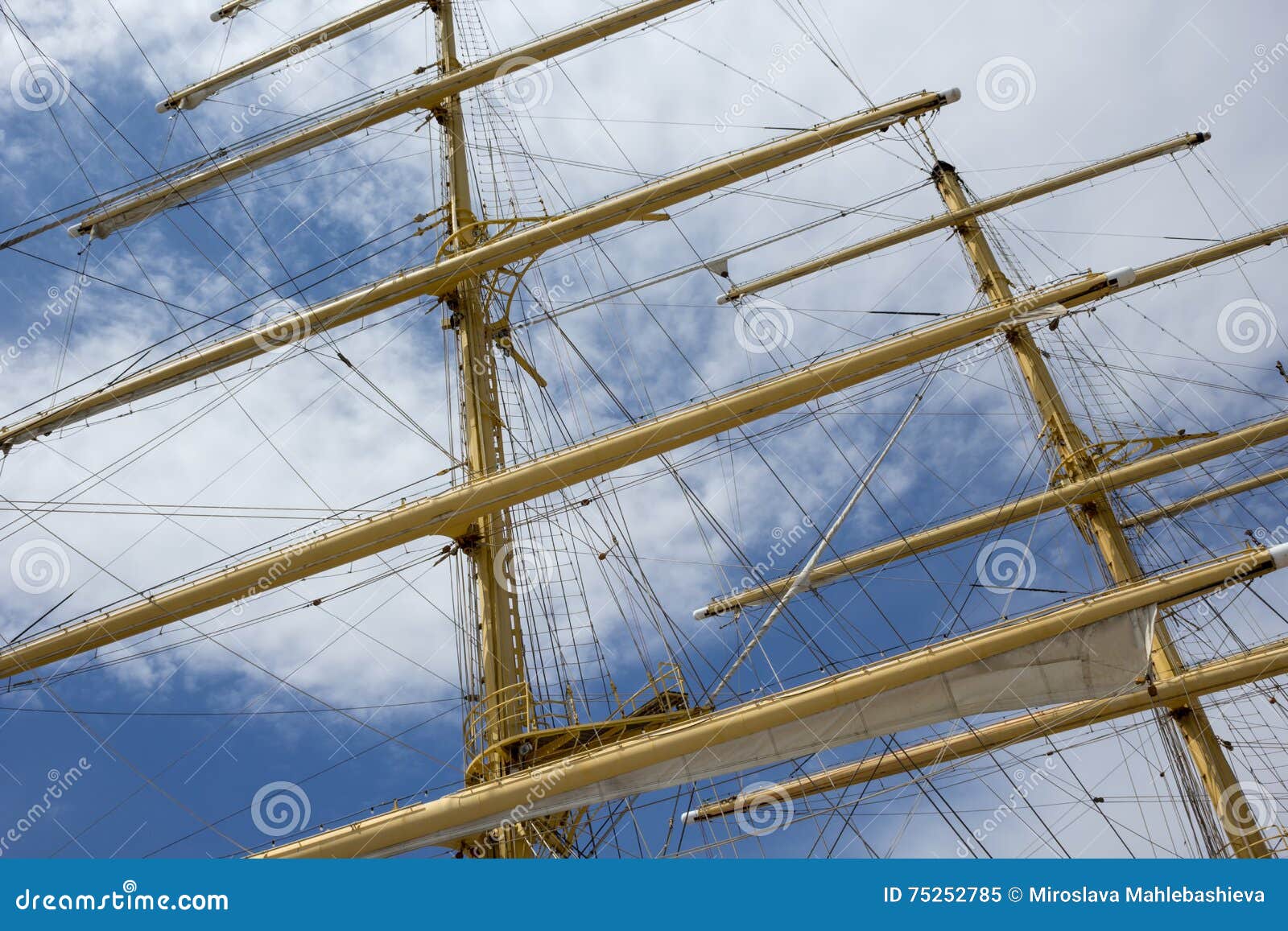 Masts and Rigging of a Sailing Ship Stock Image - Image of harbor ...