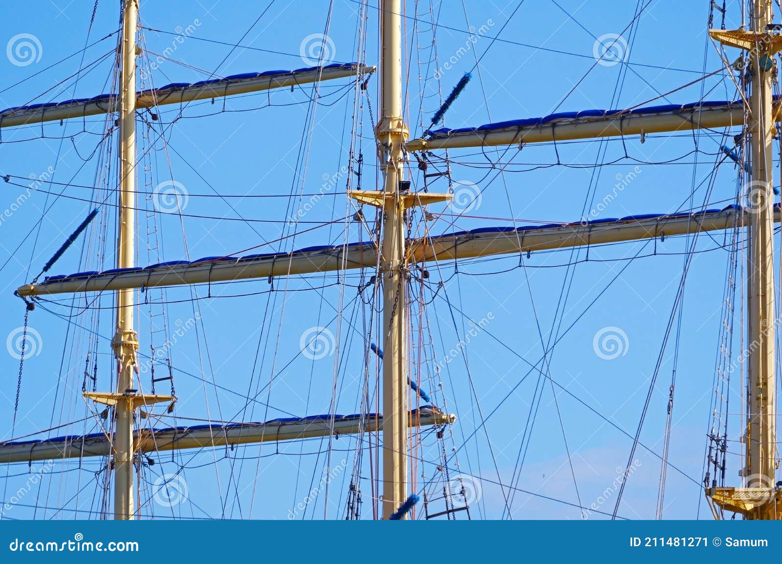 Masts and Rigging of a Sailing Ship Against Sky Stock Image - Image of ...