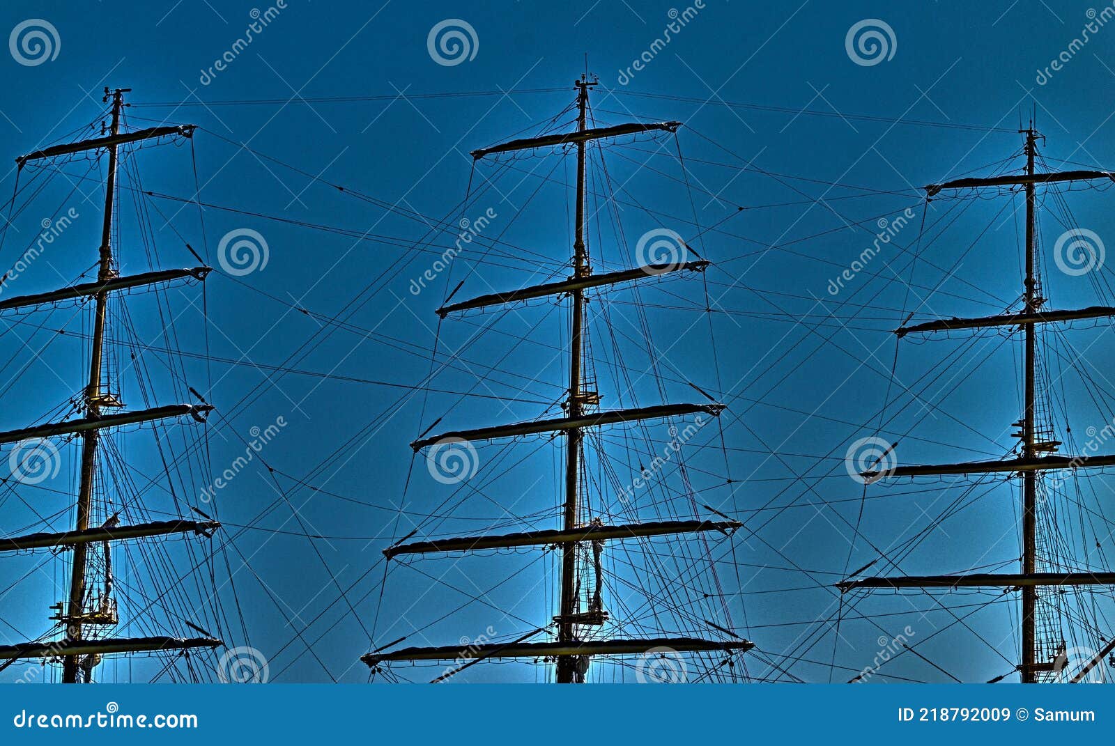 Masts and Rigging of a Sailing Ship Stock Image - Image of knot, ship ...