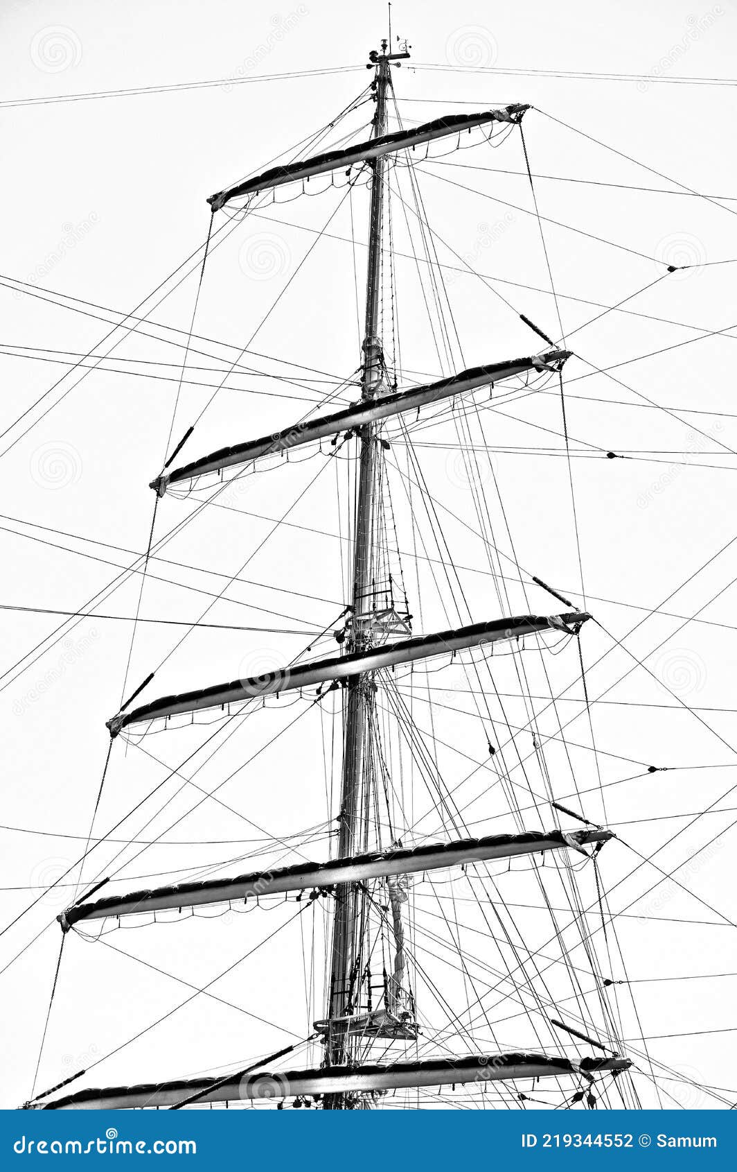 Masts and Rigging of a Sailing Ship Stock Photo - Image of historical ...