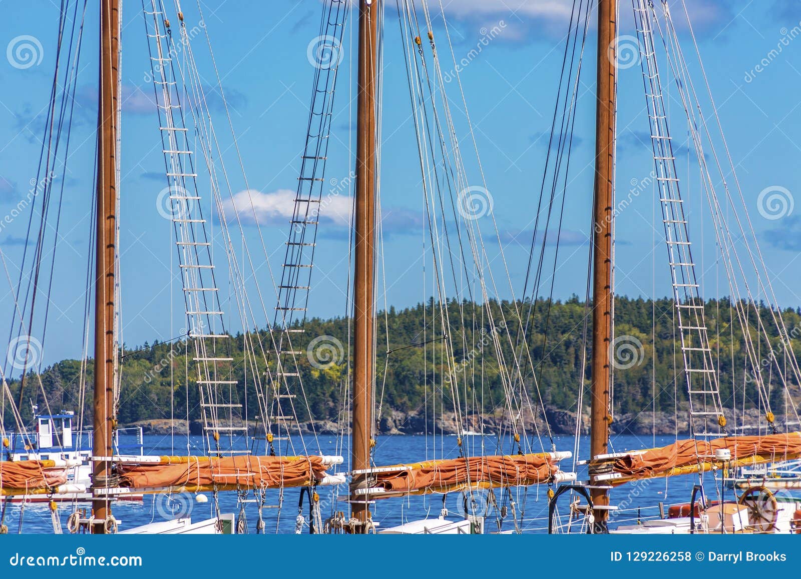 Three Masts on Schooner stock photo. Image of sail, nautical - 129226258