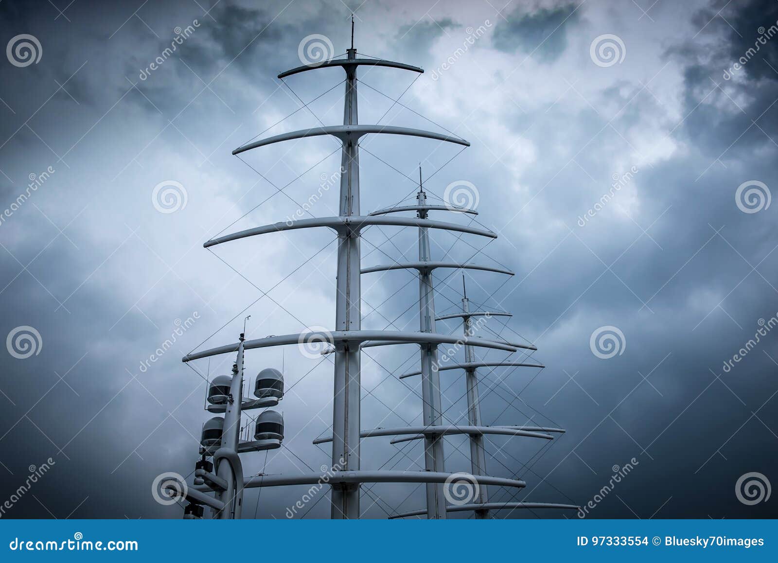 Masts of Sail modern Yacht stock photo. Image of maritime - 97333554