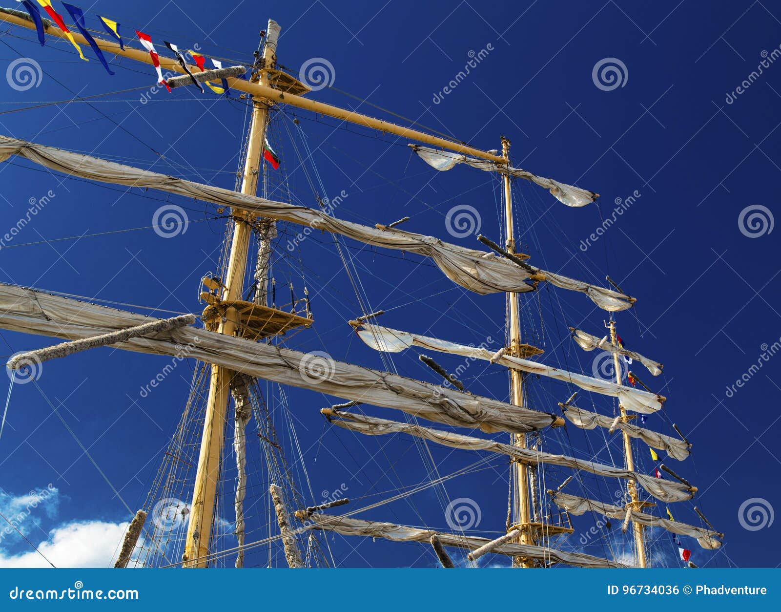 Masts of sailing ship stock photo. Image of design, flag - 96734036