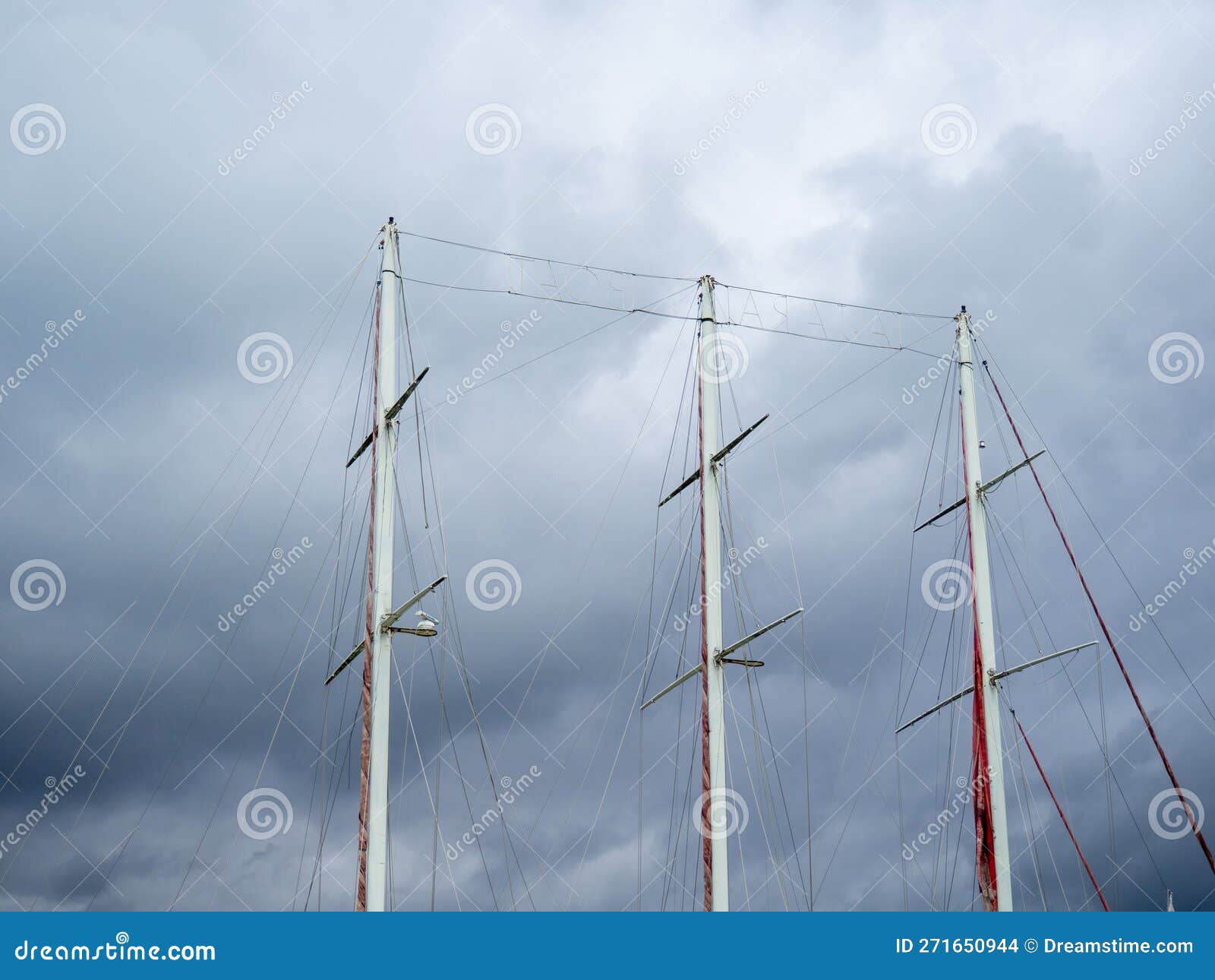 Masts of a Ship without Sails. the Sails are Down Stock Photo - Image ...