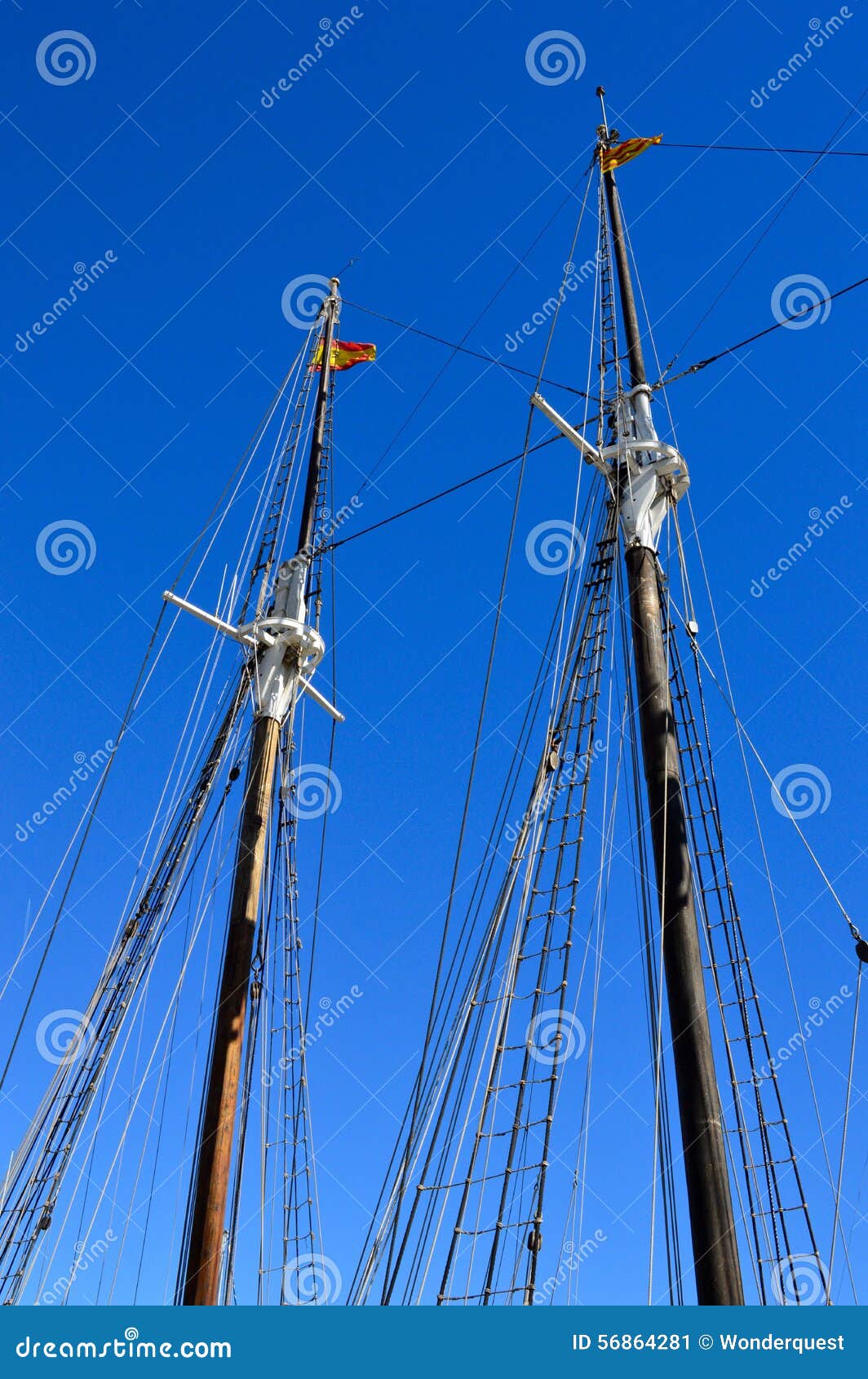 Masts of two ships stock image. Image of masts, lake - 56864281