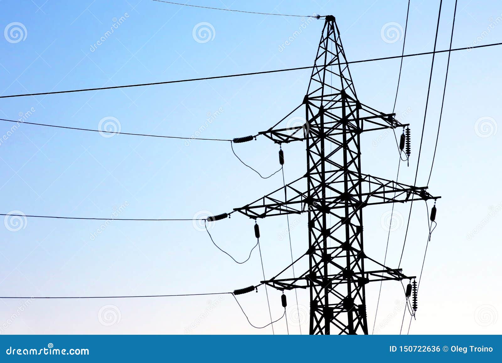 Masts and Wires on a Background Blue Sky. Electric Power Industry Stock ...